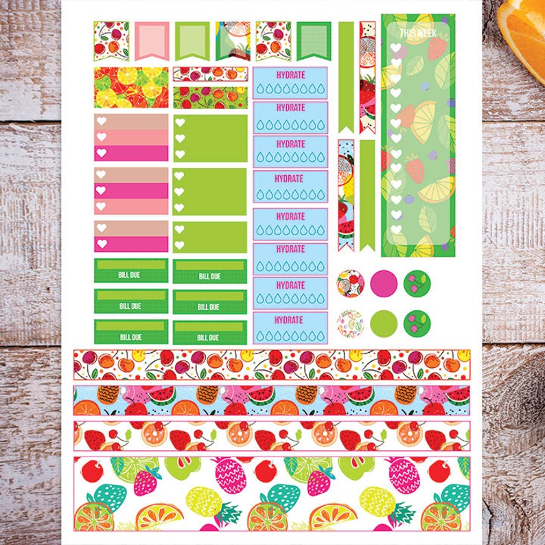 Fruit Happy PlannerSummer Planner Stickers Fruit Weekly | Etsy