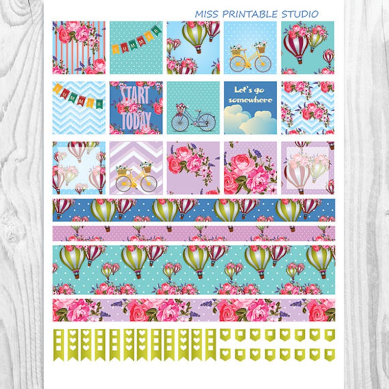 Mini Happy Plannerhot Balloons Planner Stickers Printable - Etsy