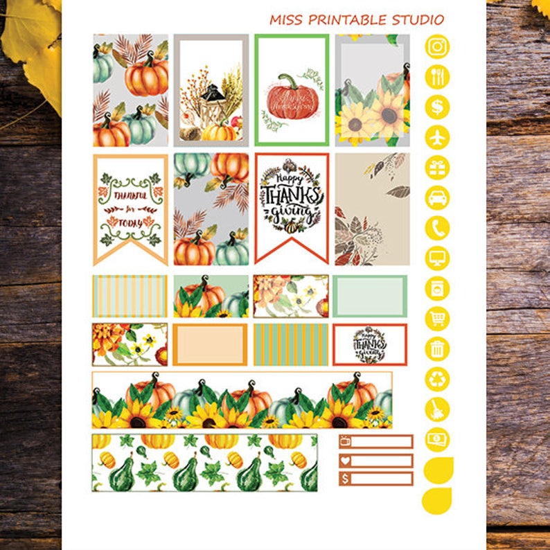 Fall Planner Stickers Printable Autumn Planner Stickers HAPPY - Etsy
