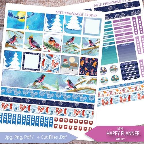 Winter Birds Snow Planner Stickers Printable Winter - Etsy