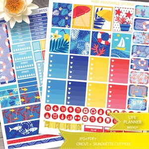 Printable Weekly Stickers Kit for Erin Condren, Summer Planner Kit ...