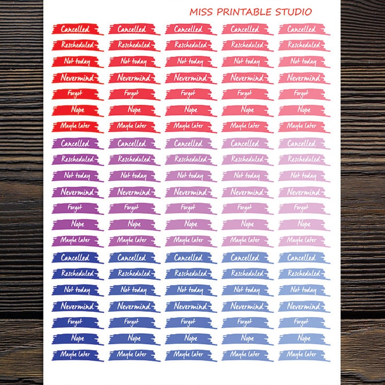 Functional Cancelled Rescheduled Printable Planner Stickers | Etsy