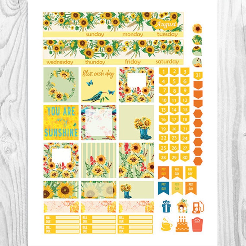 August Monthly Kit Planner Stickers Printable HAPPY PLANNER - Etsy