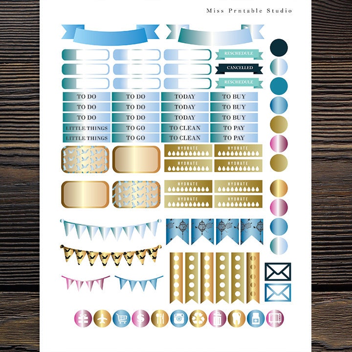 Birds Planner stickers Printable Blue Birds Be free Stickers | Etsy