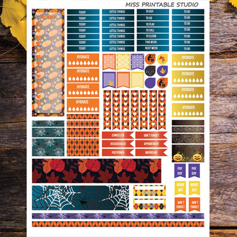 Halloween October Monthly Kit Printable Planner Stickers for - Etsy