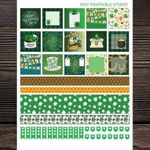 St. Patrick's Day Mini Happy Planner Stickers Printable, March Mini ...