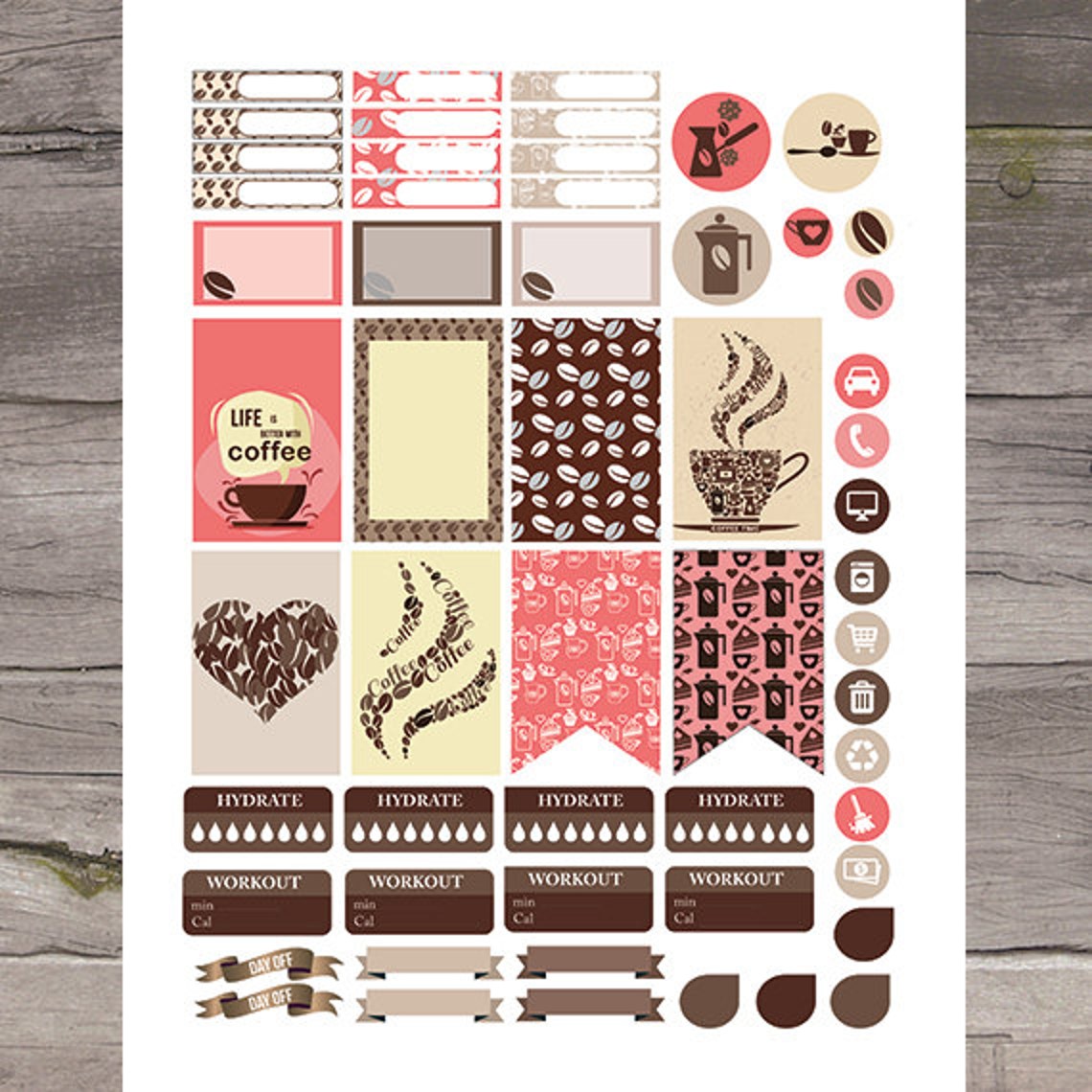 Coffee Printable Planner Stickers HAPPY PLANNER STICKERS - Etsy