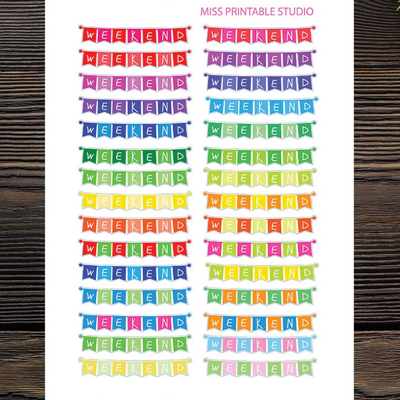 Weekend Banner Planner Stickers Printable Weekend Banner - Etsy