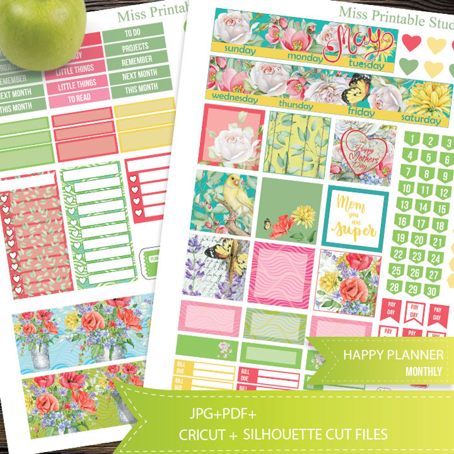 May Happy Planner May Planner Stickers May Monthly View May - Etsy
