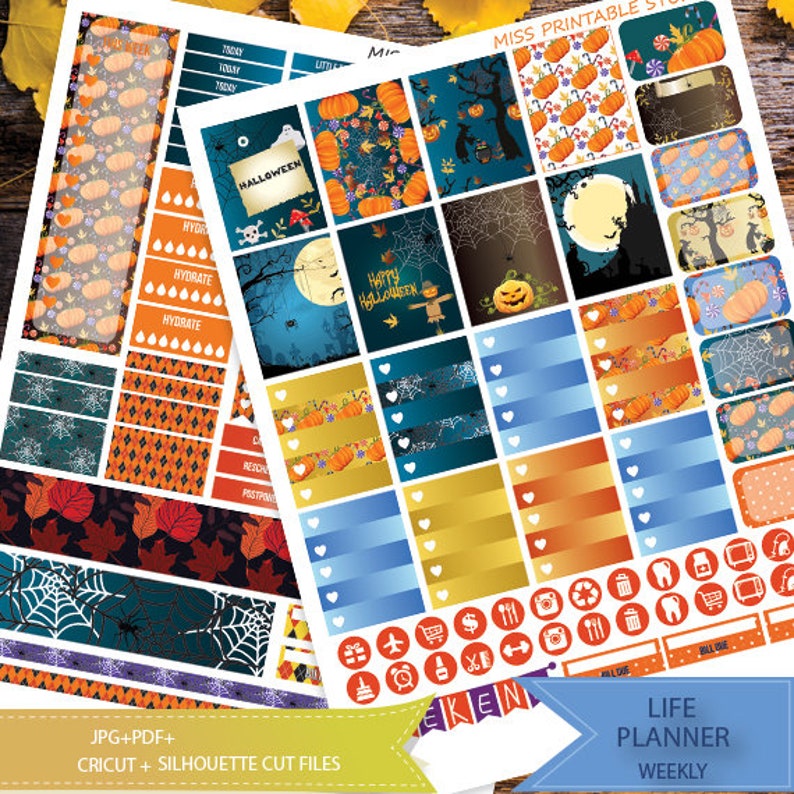 Halloween October Monthly Kit Printable Planner Stickers for - Etsy