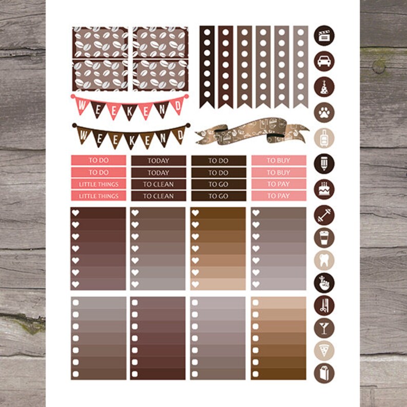 Coffee Printable Planner Stickers HAPPY PLANNER STICKERS - Etsy