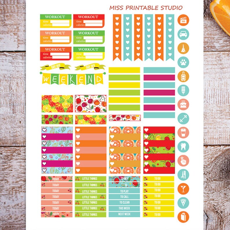 Fruit Happy PlannerSummer Planner Stickers Fruit Weekly | Etsy