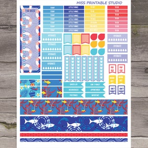 Printable Weekly Stickers Kit for Erin Condren, Summer Planner Kit ...