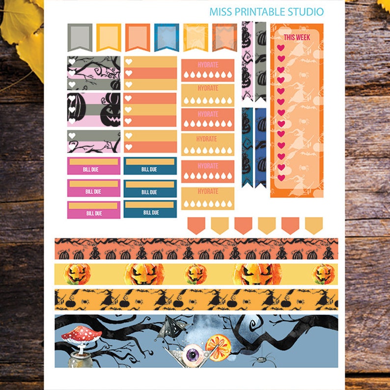 Happy Planner October Printable October Stickers Fall - Etsy
