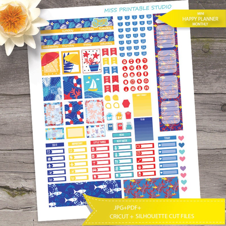 June Mini Planner Stickers Printablejune Monthly June Summe - Etsy