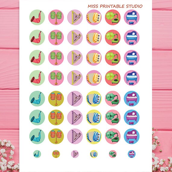 Music Printable Planner Stickers Music Icon Stickers Music | Etsy