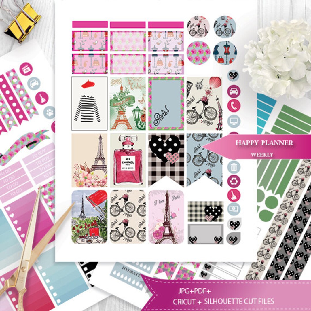 Paris Happy Planner Weekly View Kit,happy PLANNER STICKERS, Happy ...