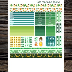 St. Patrick's Day Mini Happy Planner Stickers Printable, March Mini ...