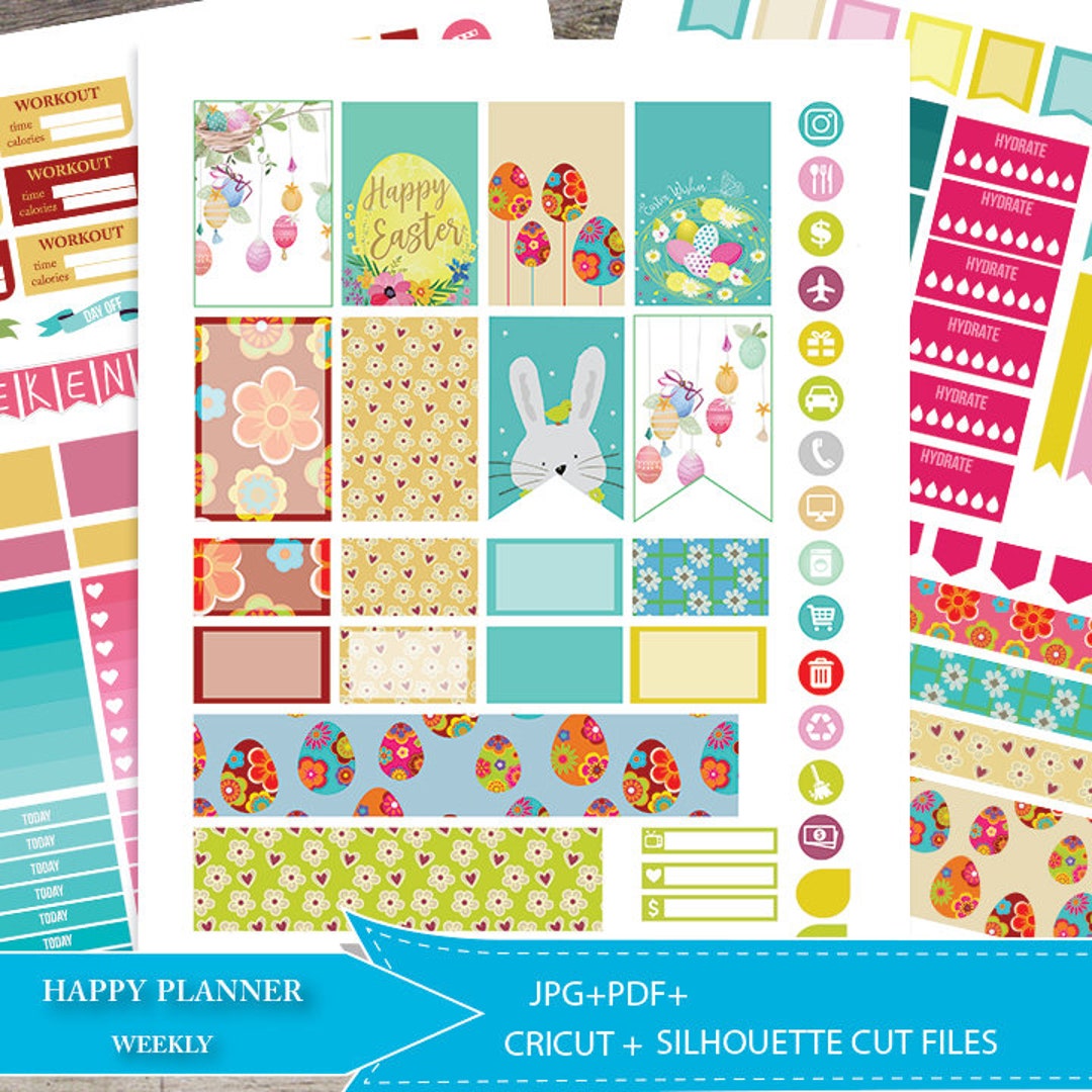Easter Printable Planner Stickers,happy PLANNER STICKERS, April Weekly ...