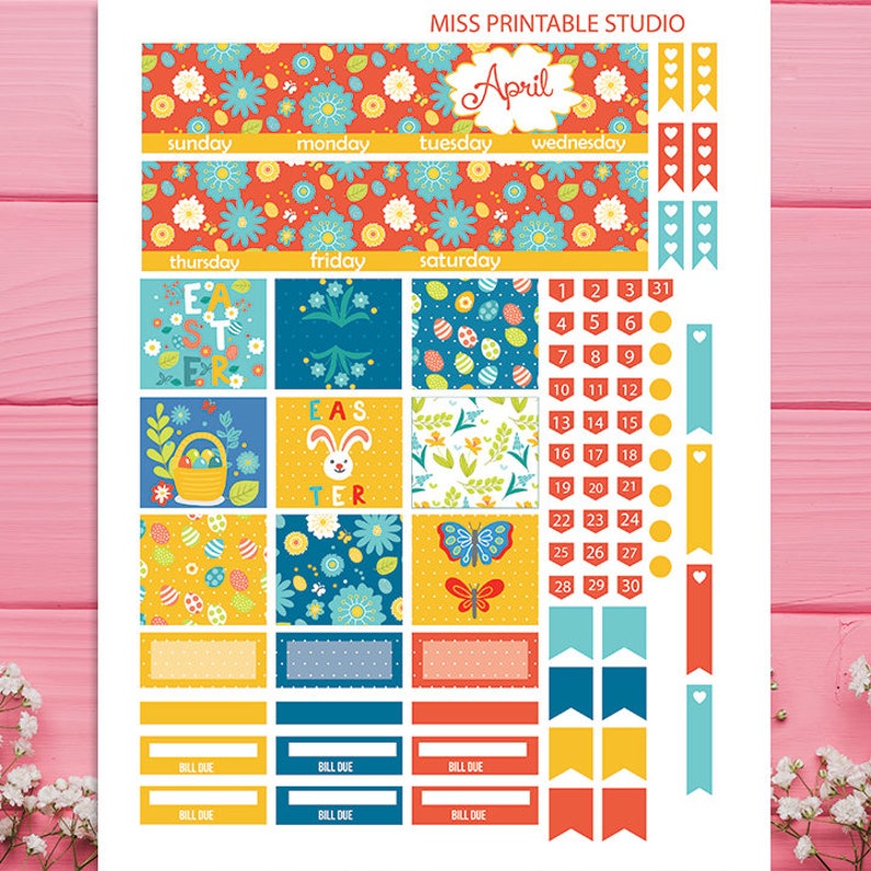 April Monthly Planner Stickers for Use With Erin Condren - Etsy