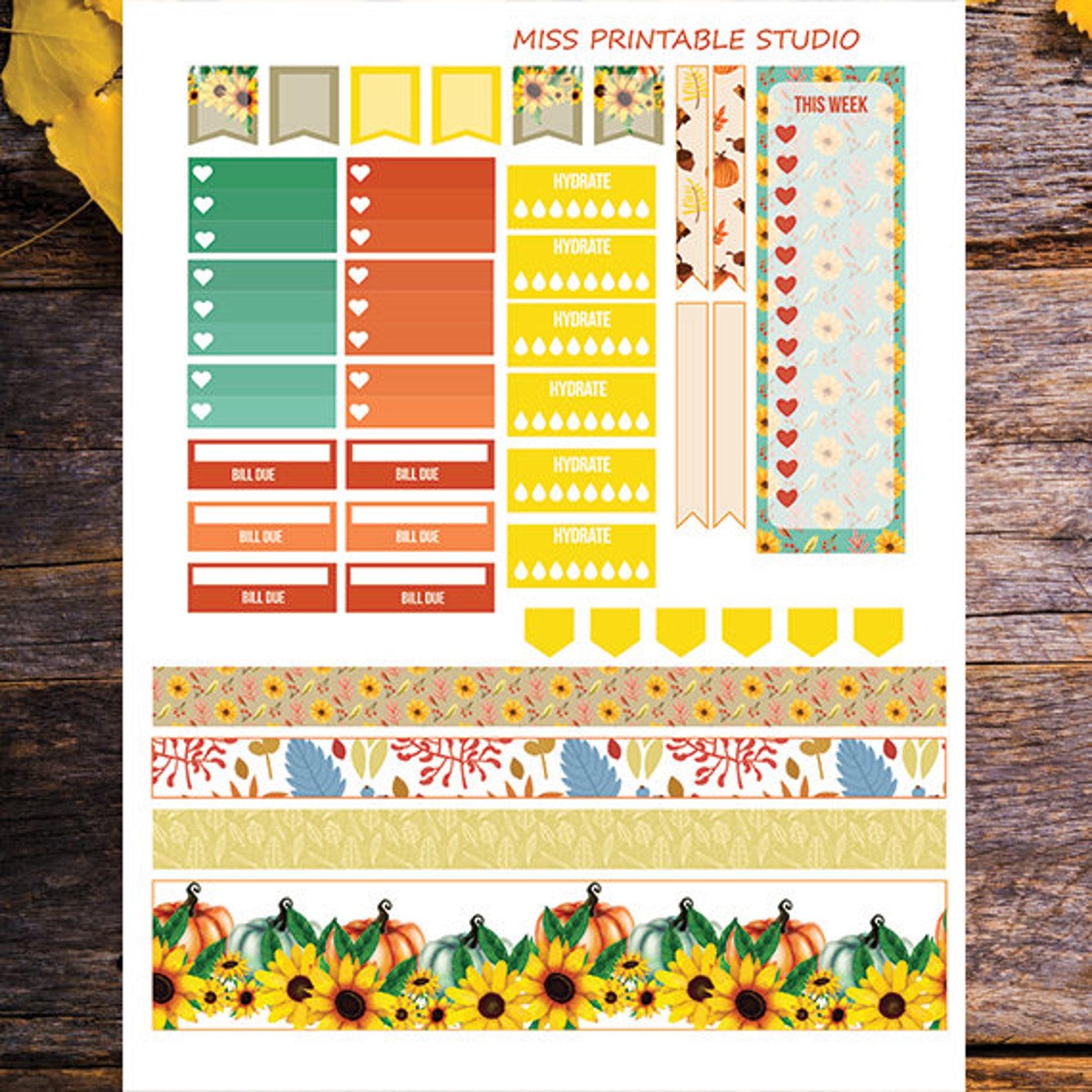 Fall Planner Stickers Printable Autumn Planner Stickers HAPPY - Etsy