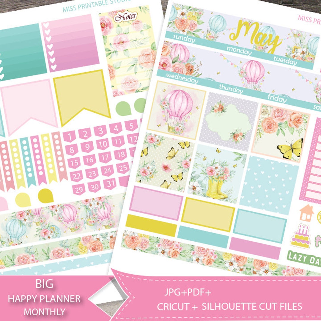 May Big Happy Planner, May Planner Stickers, May Monthly View, May Big ...