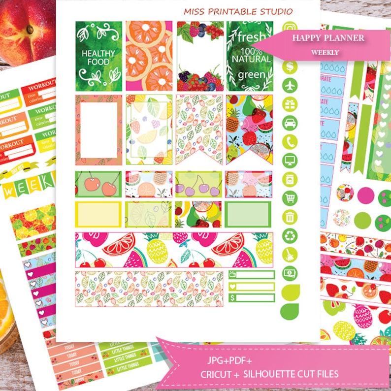 Fruit Happy PlannerSummer Planner Stickers Fruit Weekly | Etsy