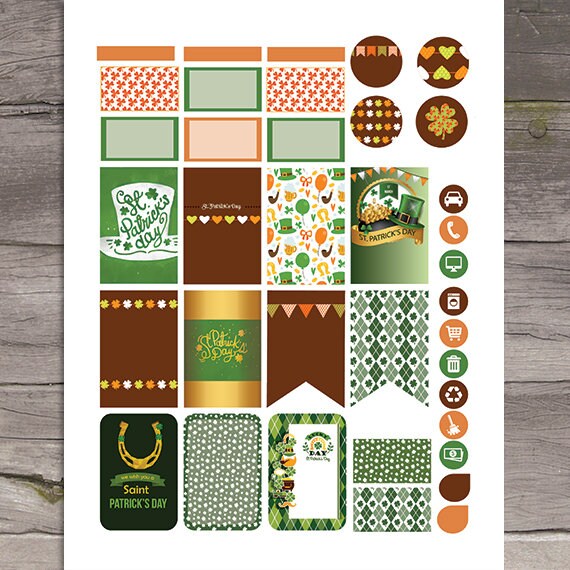 St Patrick's Day Planner Stickers PrintableHAPPY PLANNER | Etsy