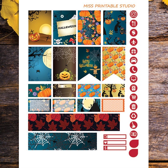 Halloween Planner Stickers Printablehappy PLANNER | Etsy