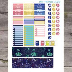 Sky Night Monthly Kit Planner Stickers, Happy Planner Stickers, Galaxy ...