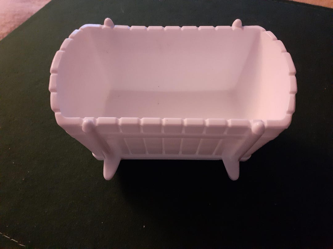 Vintage Milk Glass Baby Cradle Container Inperfect Condition. - Etsy