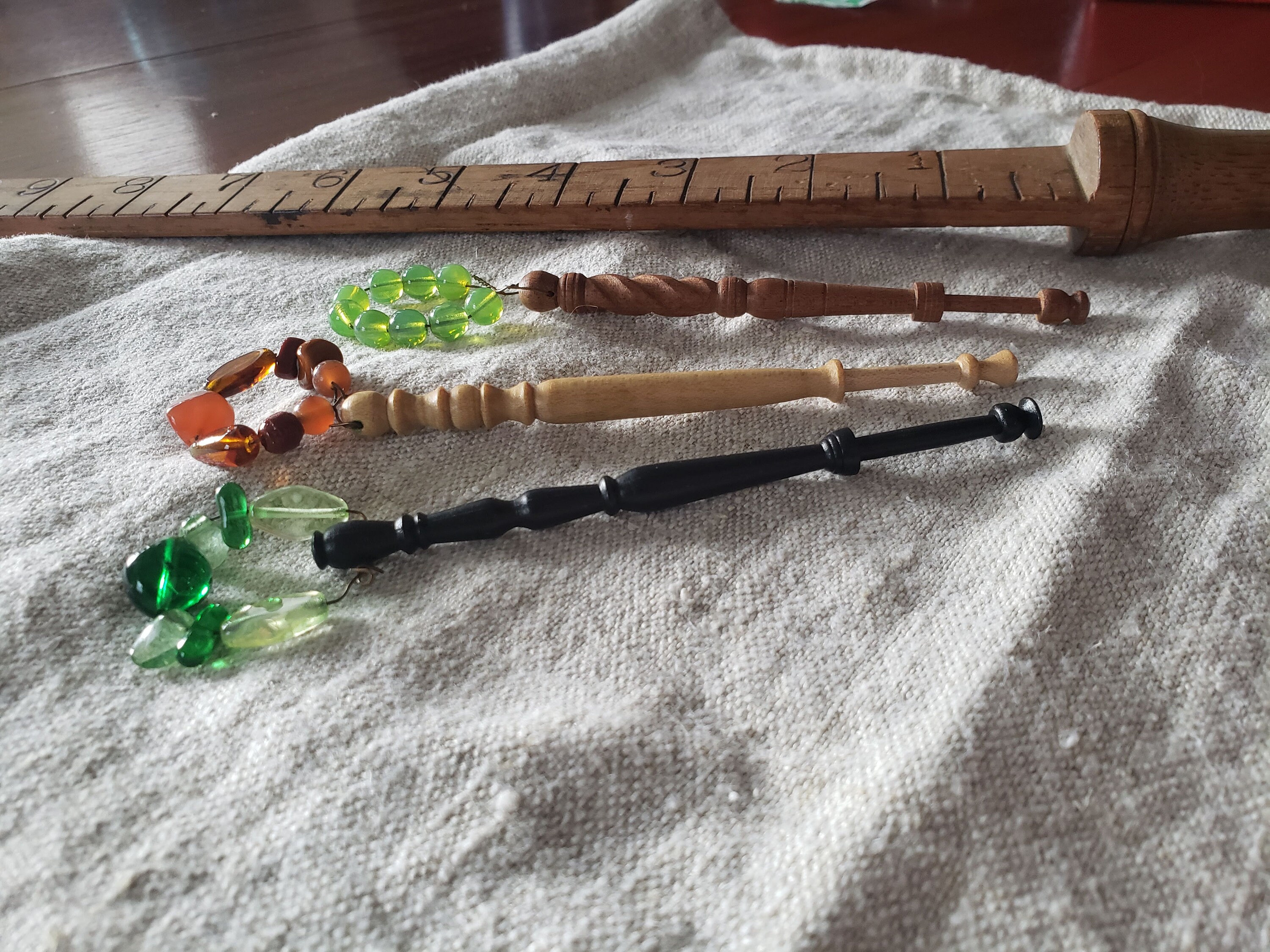 Antique Lace Bobbin, English With Beads, Wooden Turning - Sold ...