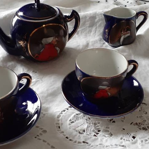 Antique Dark Blue Tea Set - Etsy