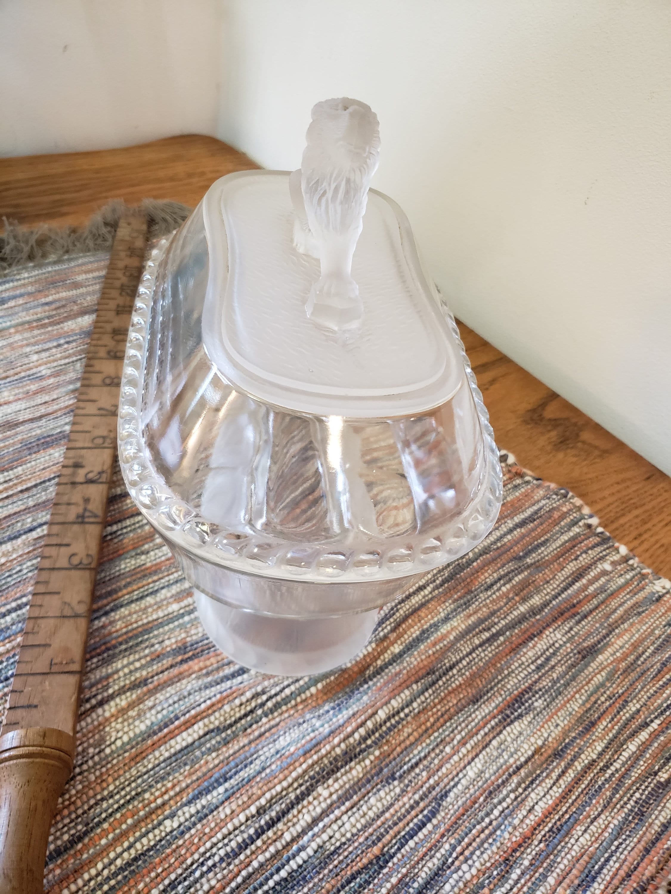 ANTIQUE 1877 Gillinder and Sons Frosted Lion Oblong Compote - Etsy