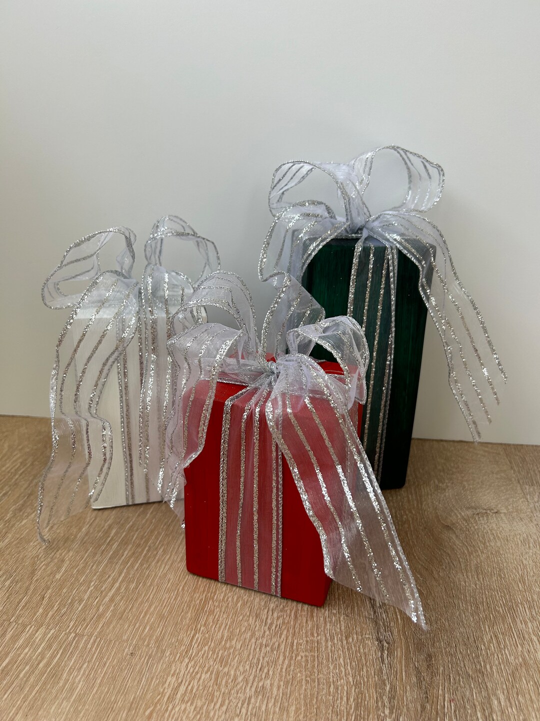 Wood Block Christmas Presents, Christmas Block Presents, Wooden ...