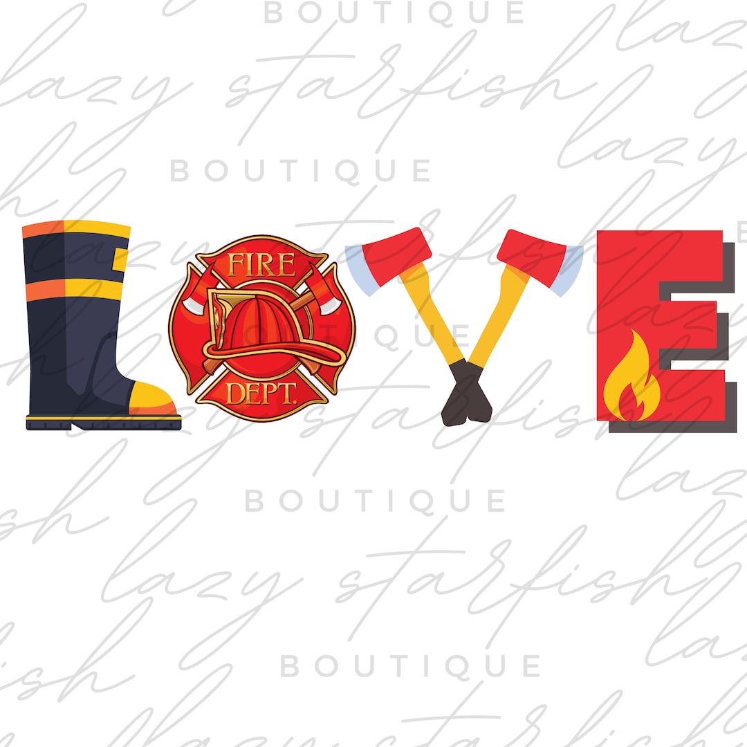 Firefighter LOVE Png, Firewife Png, Firefighter Wife, Black and White ...