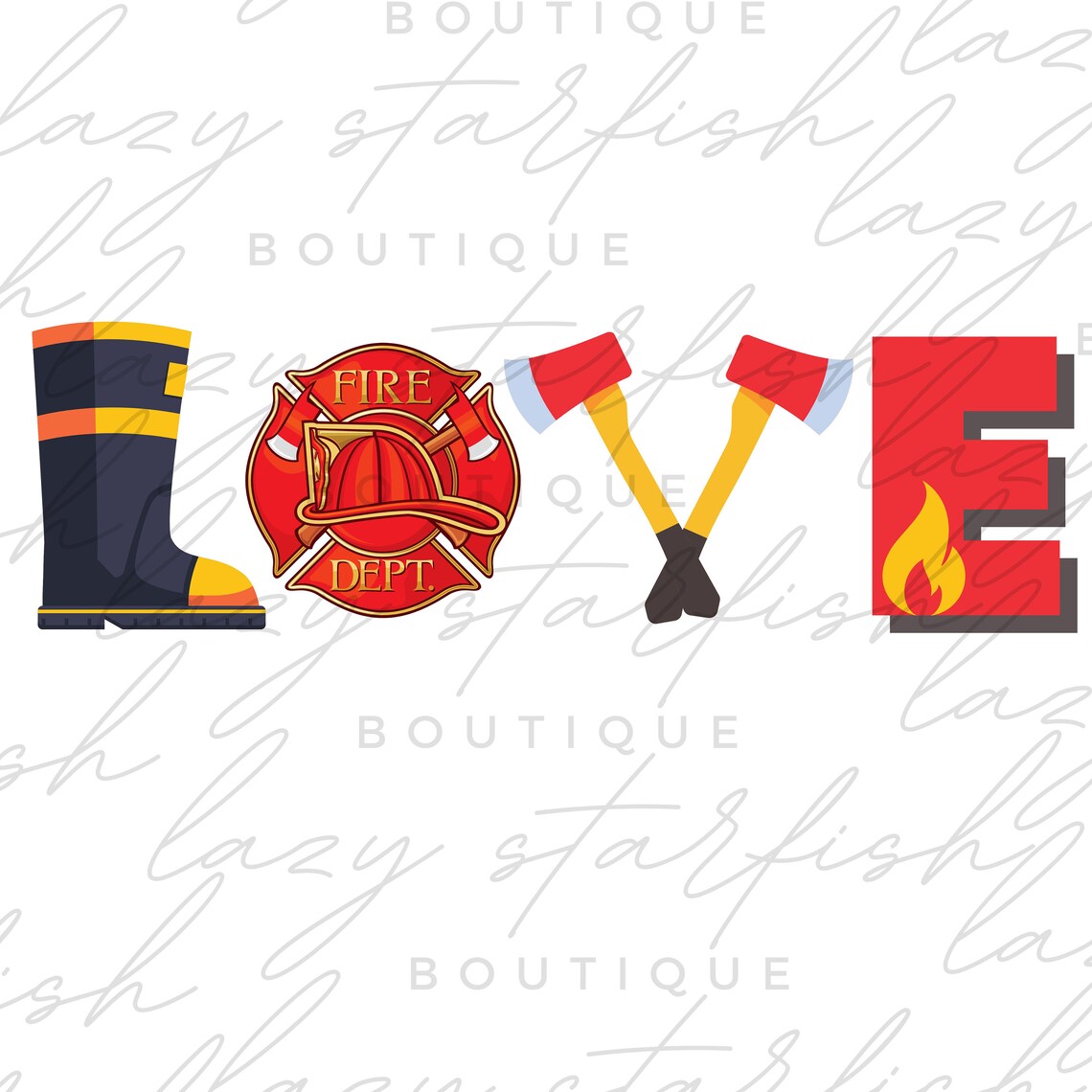 Firefighter LOVE Png, Firewife Png, Firefighter Wife, Black and White ...