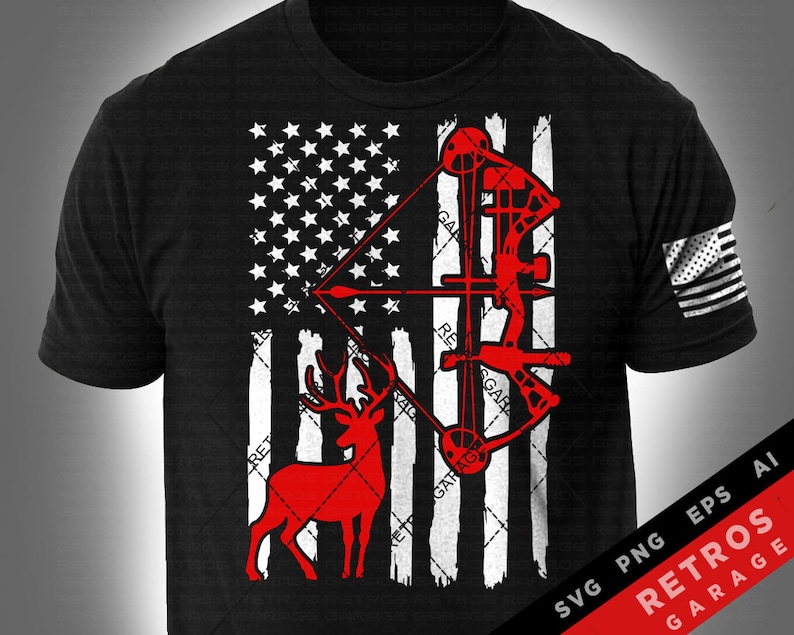 Usa Flag Hunting SVG PNG Deer Hunt Compound Bow Print Design - Etsy