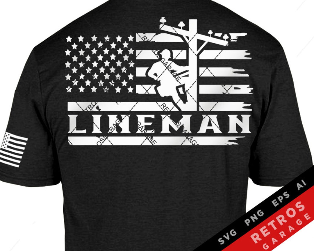 Lineman USA Flag SVG PNG Patriotic Lineman Design America Poles Lineman ...