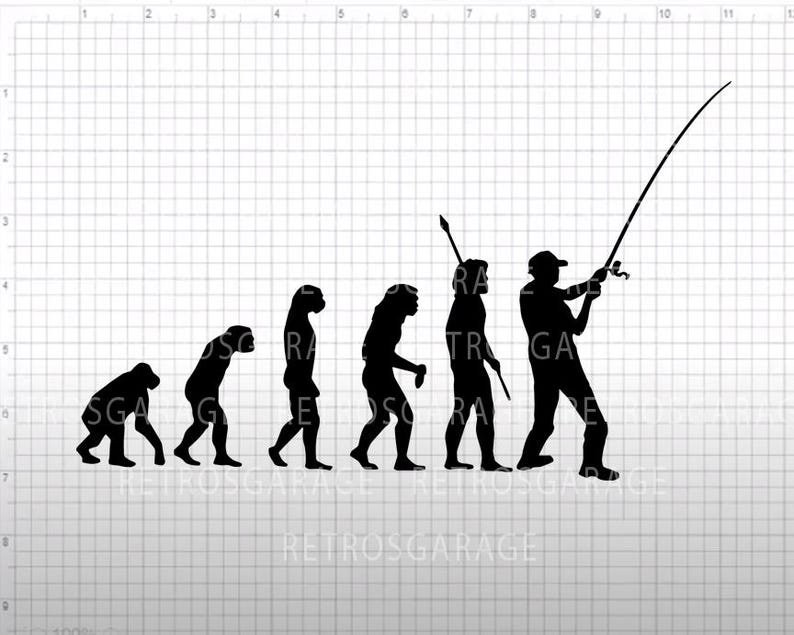 Evolution of Fishing SVG: Angler Fisherman Cut File (digital Download ...