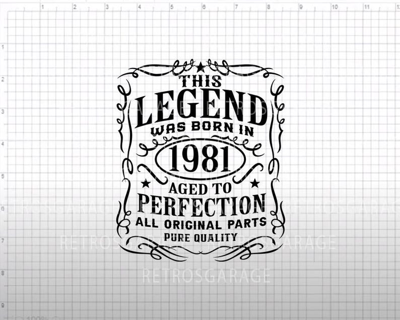1981 Birthday Legend SVG PNG - Vintage Aged to Perfection (digital File ...