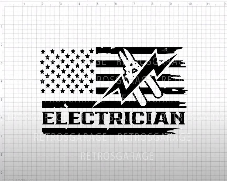 Electrician USA Flag SVG PNG Electrician Design America Wires Cut File ...