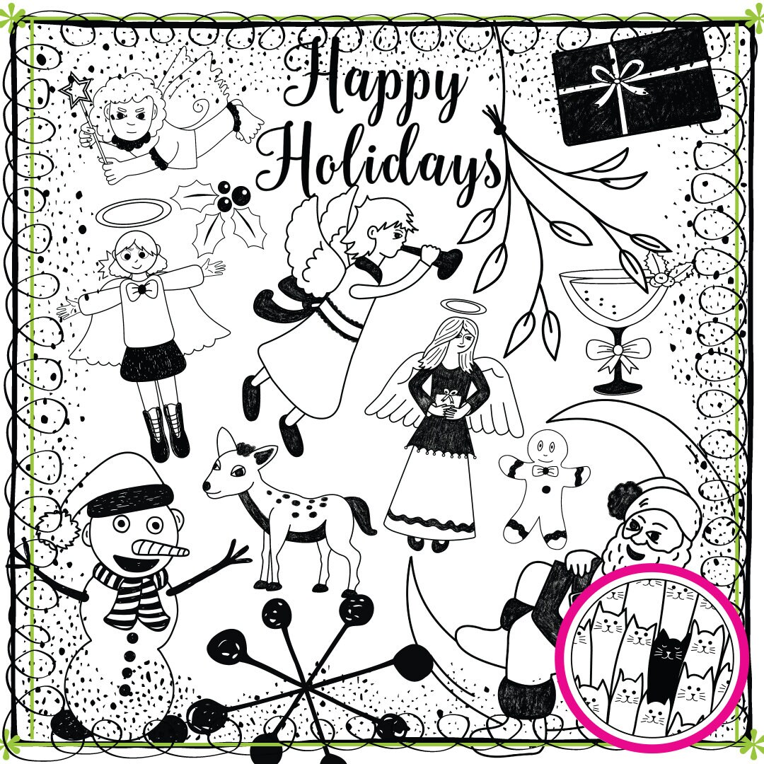 Mr.edgar Christmas Doodle Clipart Black and White Art Mega Set - Etsy