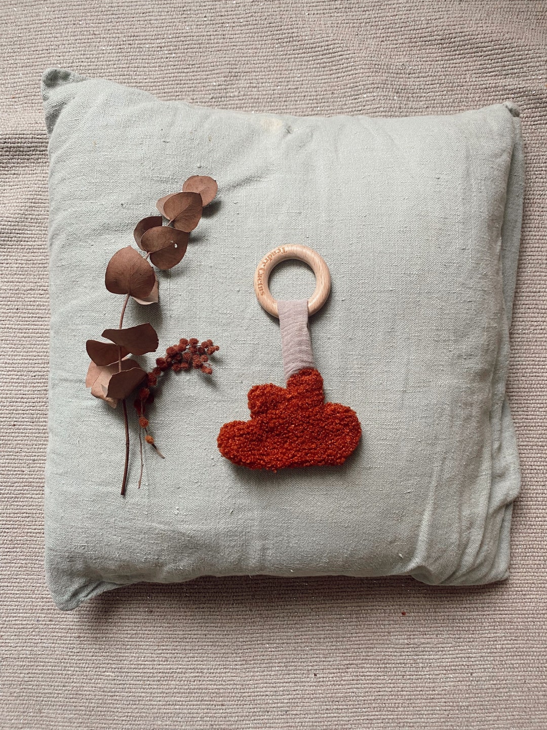 Mouni the Pretty Cloud Rattle in Loop and Beech Wood Handmade in La ...