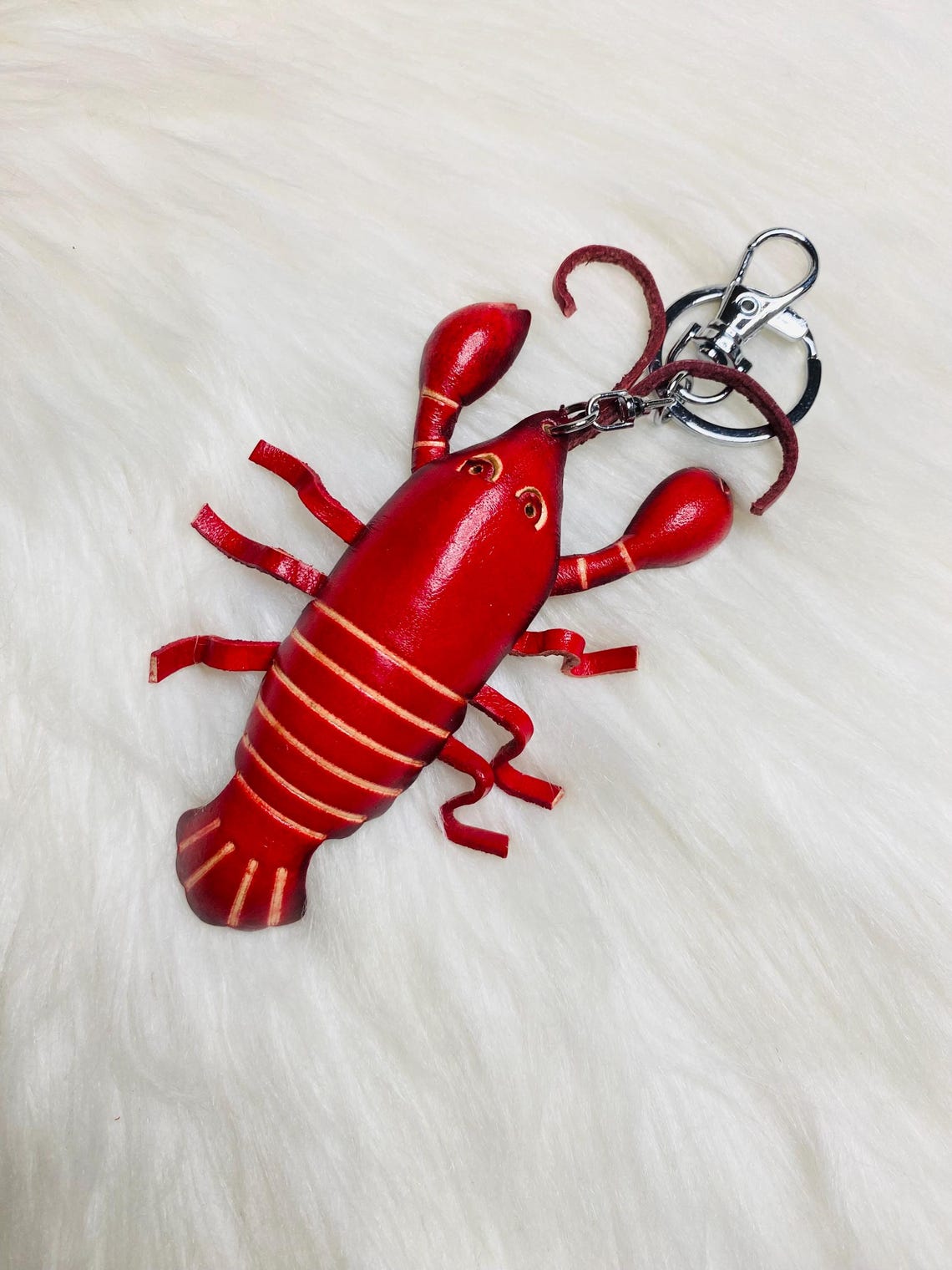 Leather Lobster Keychain Bag Charm Keyring New Handmade Gift - Etsy