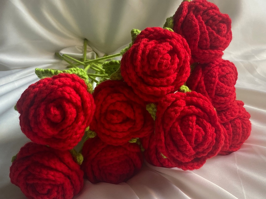 Crochet Red Rose Flower Bouquet Crochet Flowers New Handmade Gift - Etsy