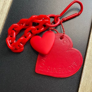 Heart Bag Charm Keychain Keyring Car Key Charm Red - Etsy