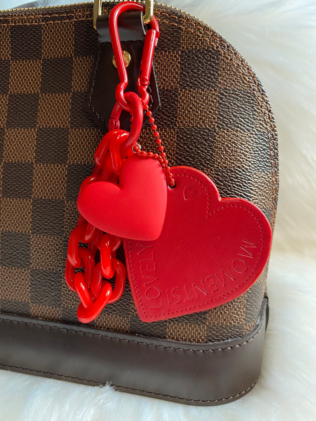 Heart Bag Charm Keychain Keyring Car Key Charm Red - Etsy