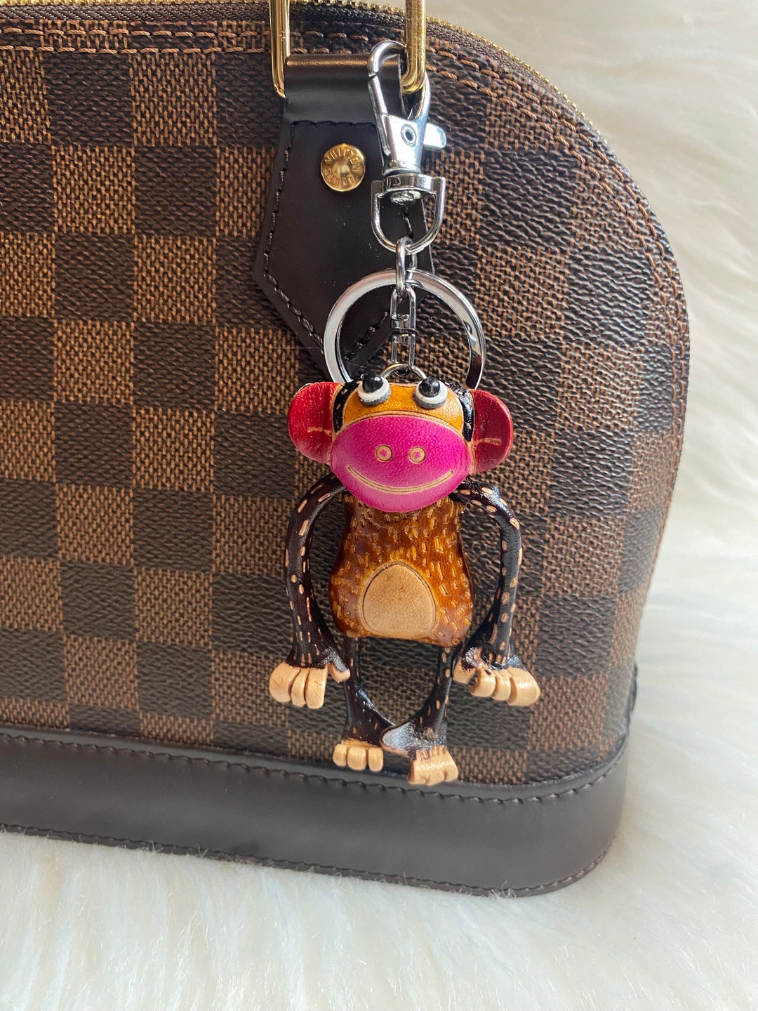 Monkey Keychain Bag Charm Leather New Handmade Gift - Etsy