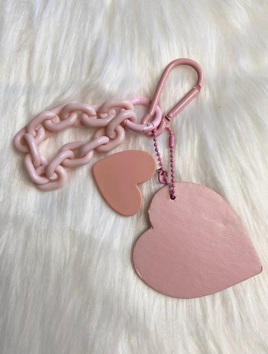 Heart Bag Charm Keychain Keyring Car Key Charm Pink - Etsy